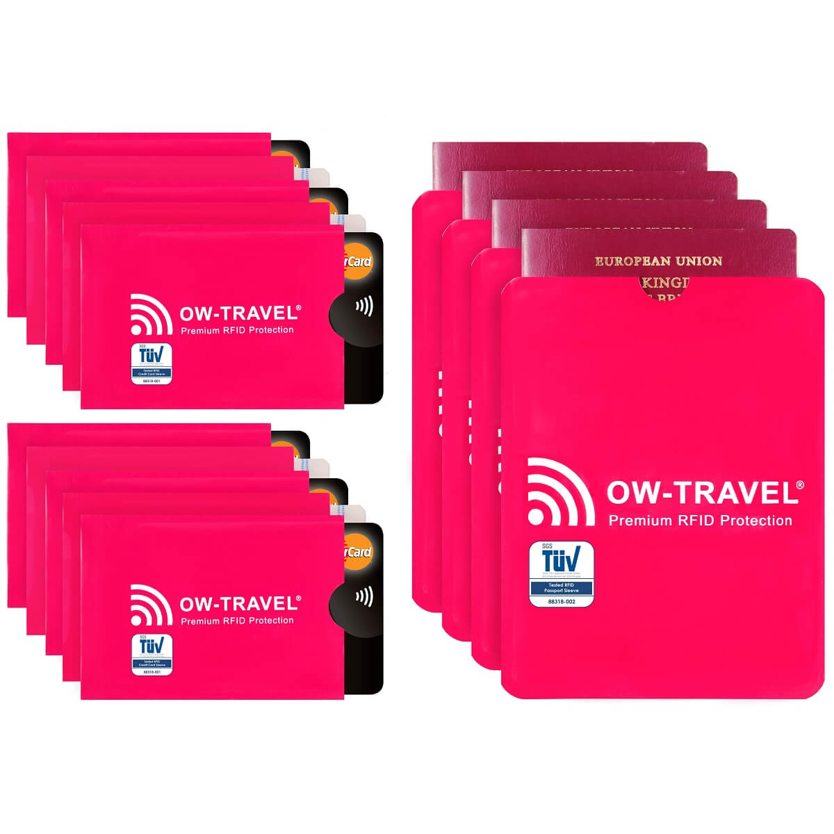Pink RFID Card Protector Sleeves for Credit Cards and Passports – OW-Travel