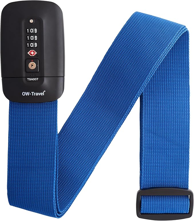 Dark Blue TSA luggage strap. Lockable suitcase belts in Dark Blue – OW ...
