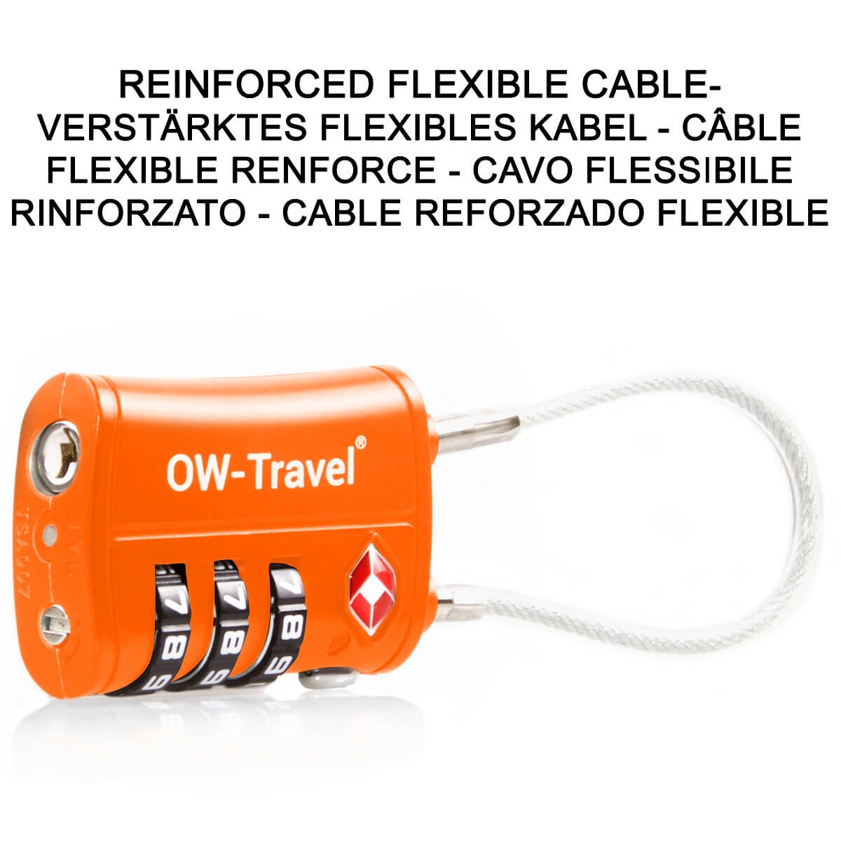 TSA luggage locks. Orange cable padlock for suitcases gym lockers bags ...