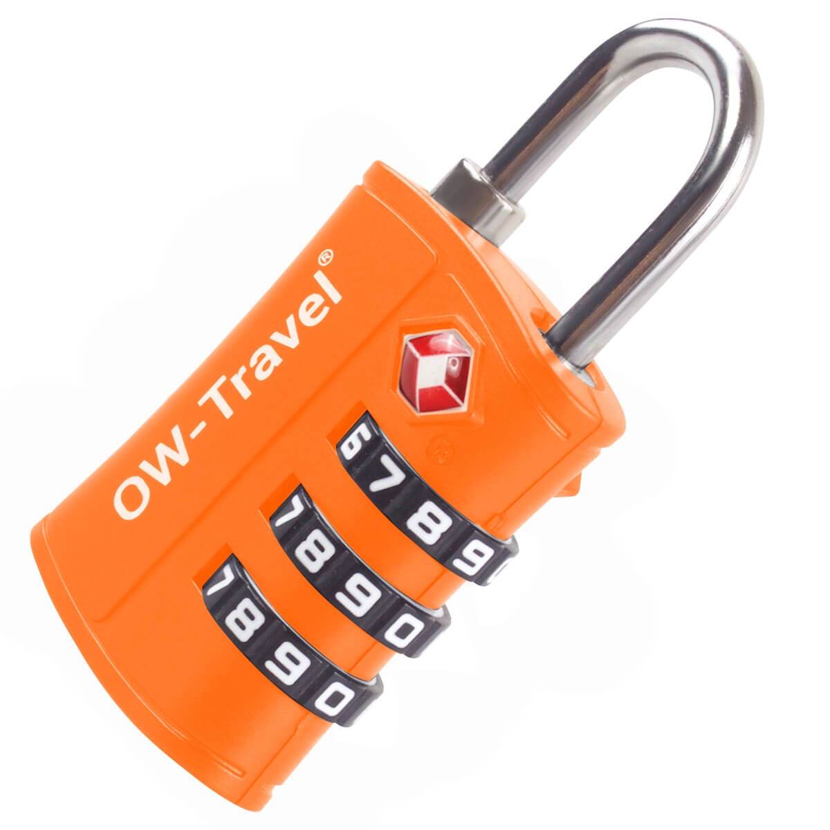TSA luggage locks. Orange 3-dial padlock for suitcases backpacks – OW ...