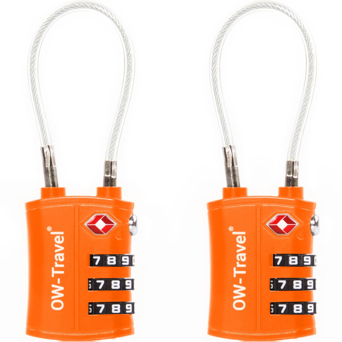 TSA luggage locks. Orange cable padlock for suitcases backpacks – OW-Travel